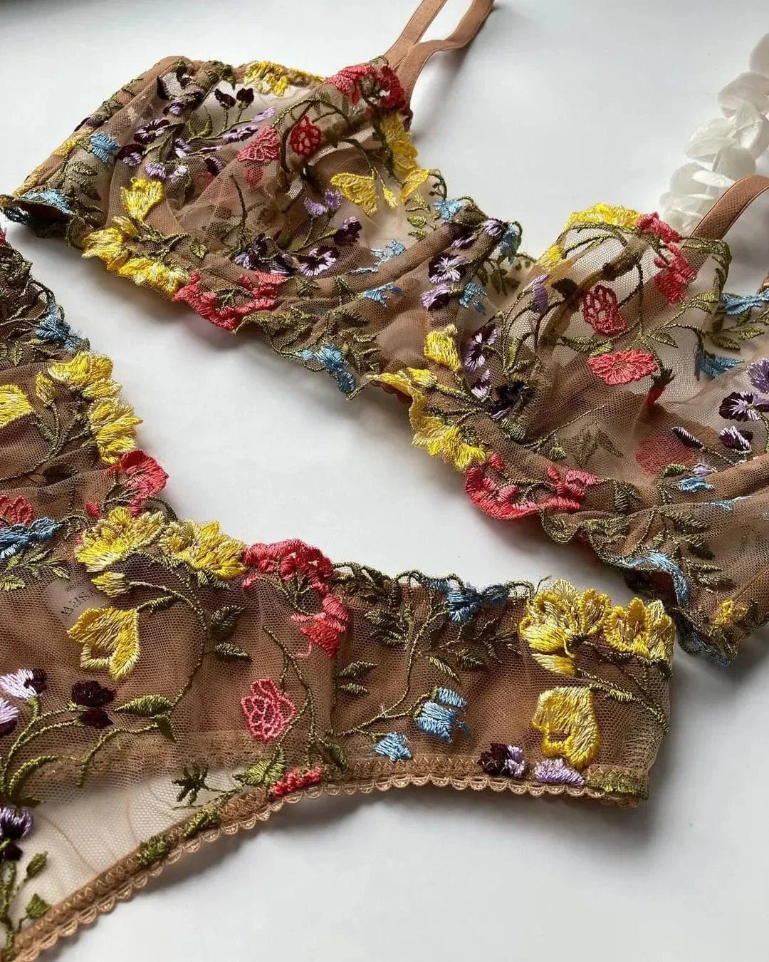 Embroidery Sheer Lingerie Set – Krzno