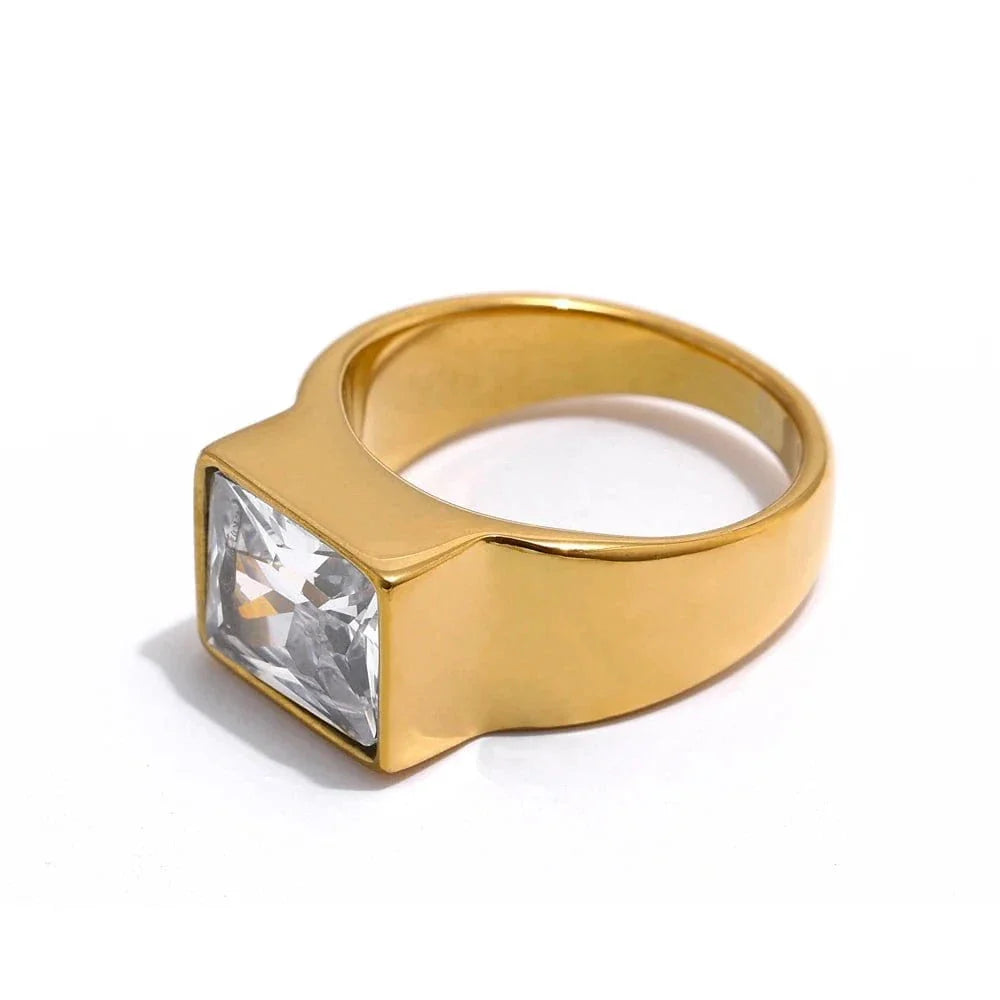 Square Stone Gold Ring – Krzno